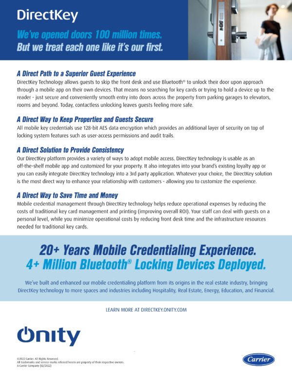 Công nghệ DirectKey™ của Onity - KHÓA KHÁCH SẠN, KÉT ĐIỆN TỬ, MINIBAR ...